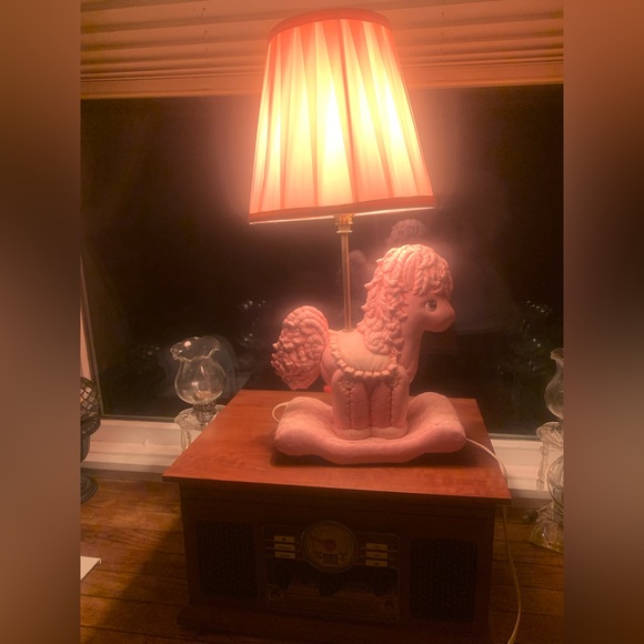 Accents | Vintage Rare Ceramic Pink Quilt Girls Horse Lamp Nursery ...